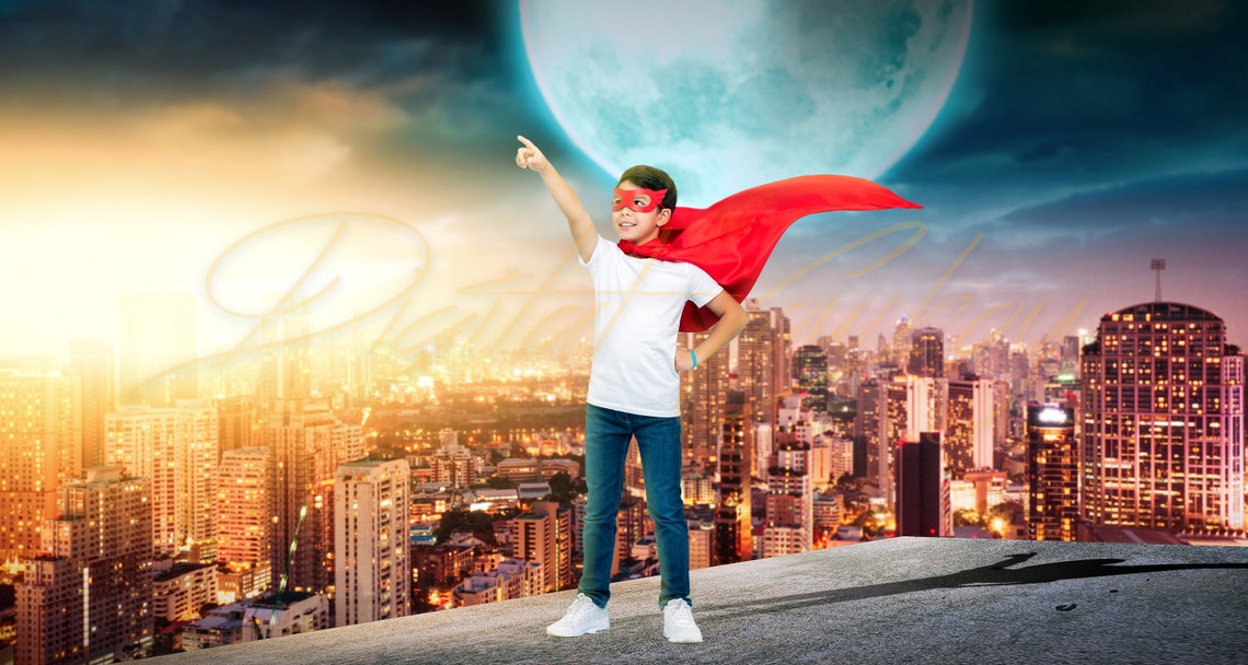 Superhero Digital Background Superhero Backdrop Rooftop | Etsy