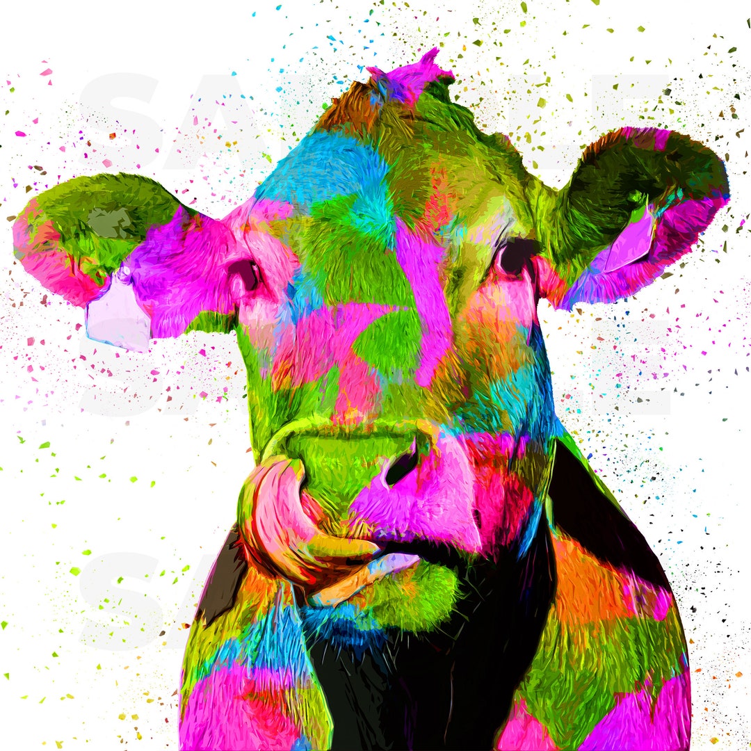 Abstract Cow Low Poly Digital Painting Multicolor Digital - Etsy