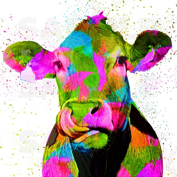 Abstract Cow Low Poly Digital Painting Multicolor Digital - Etsy