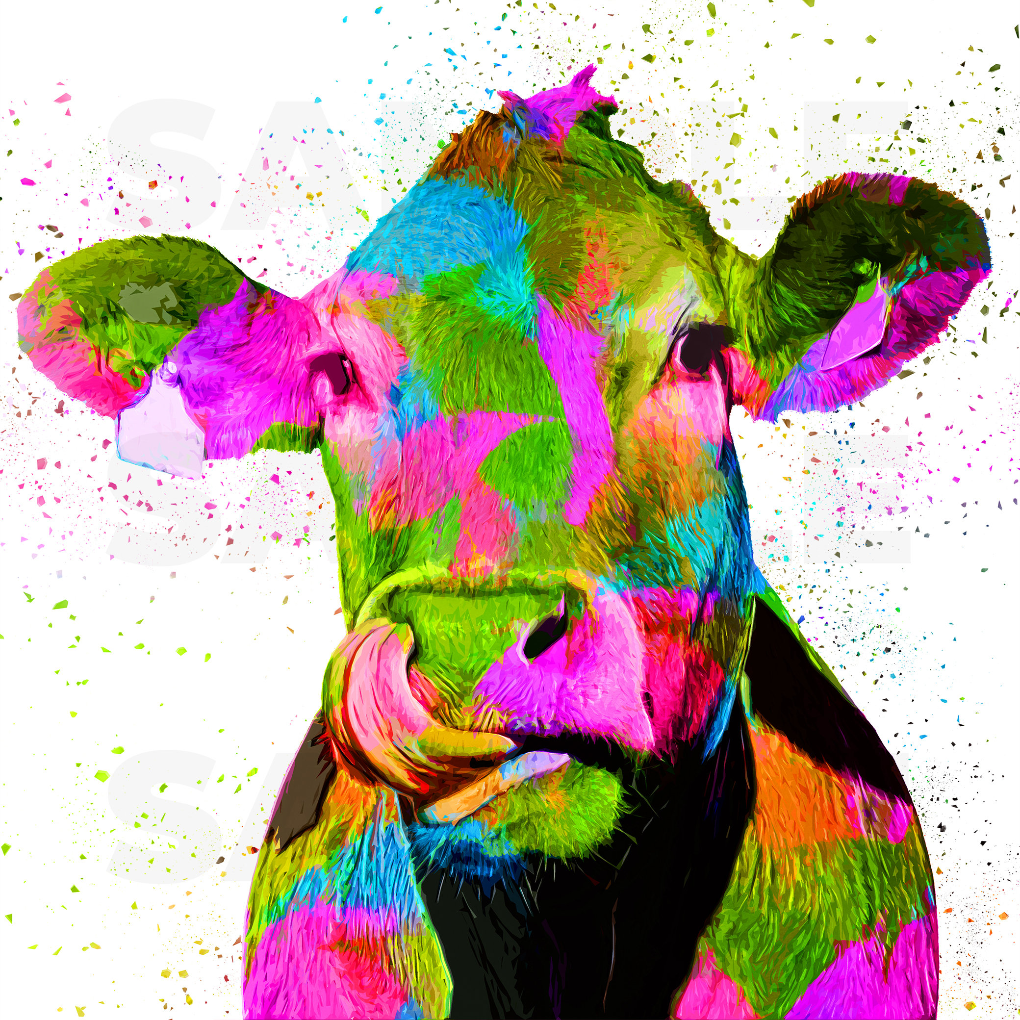 Abstract Cow Low Poly Digital Painting Multicolor Digital | Etsy