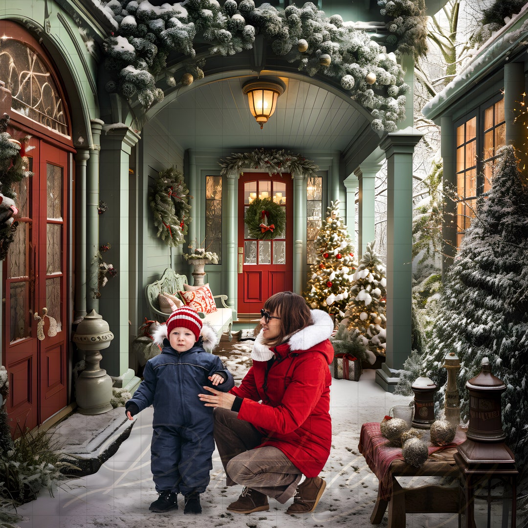 Christmas Outdoor Digital Backdrop + Christmas Family Backdrop ...