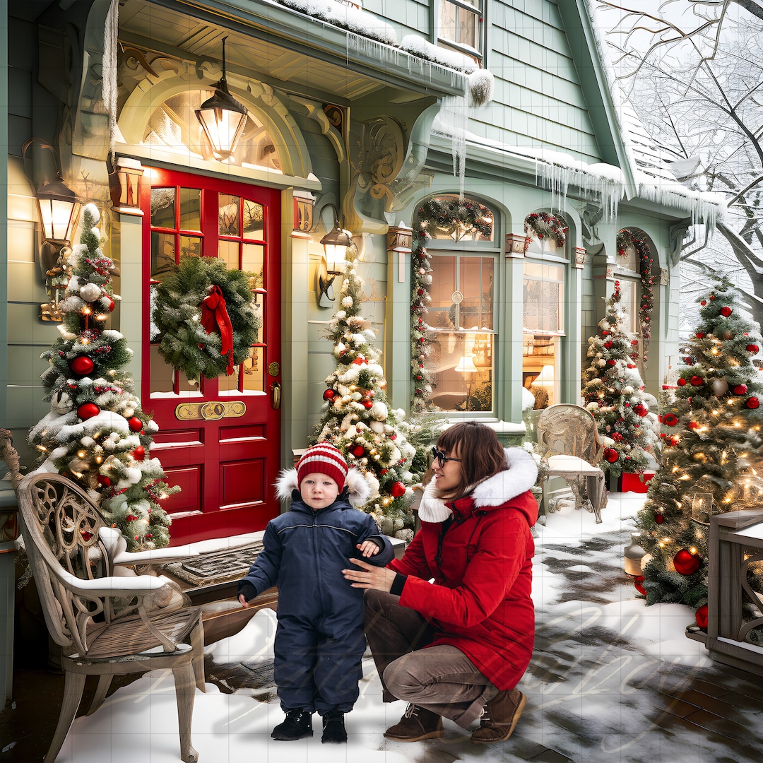 Christmas Family Photo Backdrop | Christmas Home Digital Backdrop ...