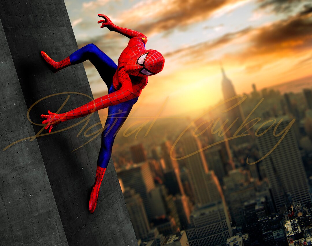 Spider-man New York Digital Backdrop Spider-man City Rooftop - Etsy