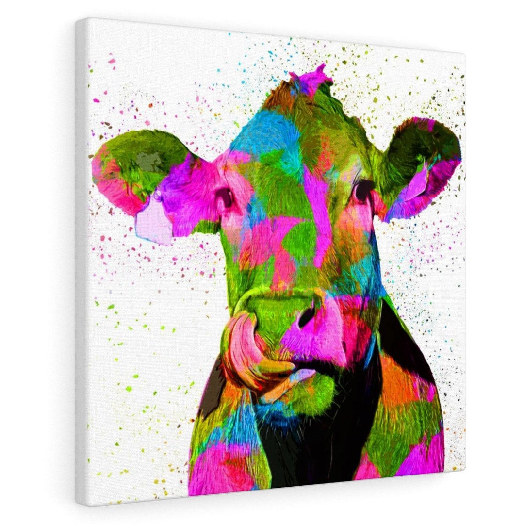 Abstract Cow Low Poly Wall Art Multicolor Canvas Wall Art - Etsy