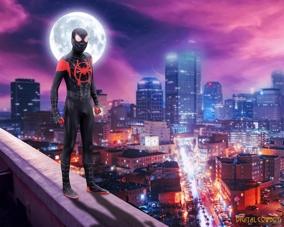 Spider Rooftop Digital Backdrop: Superhero Cityscape (instant Download ...