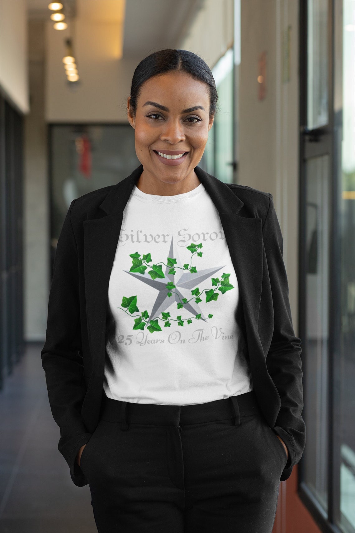 Silver Soror - 25 Years on the Vine Long Sleeved T-shirt | HBCU ...