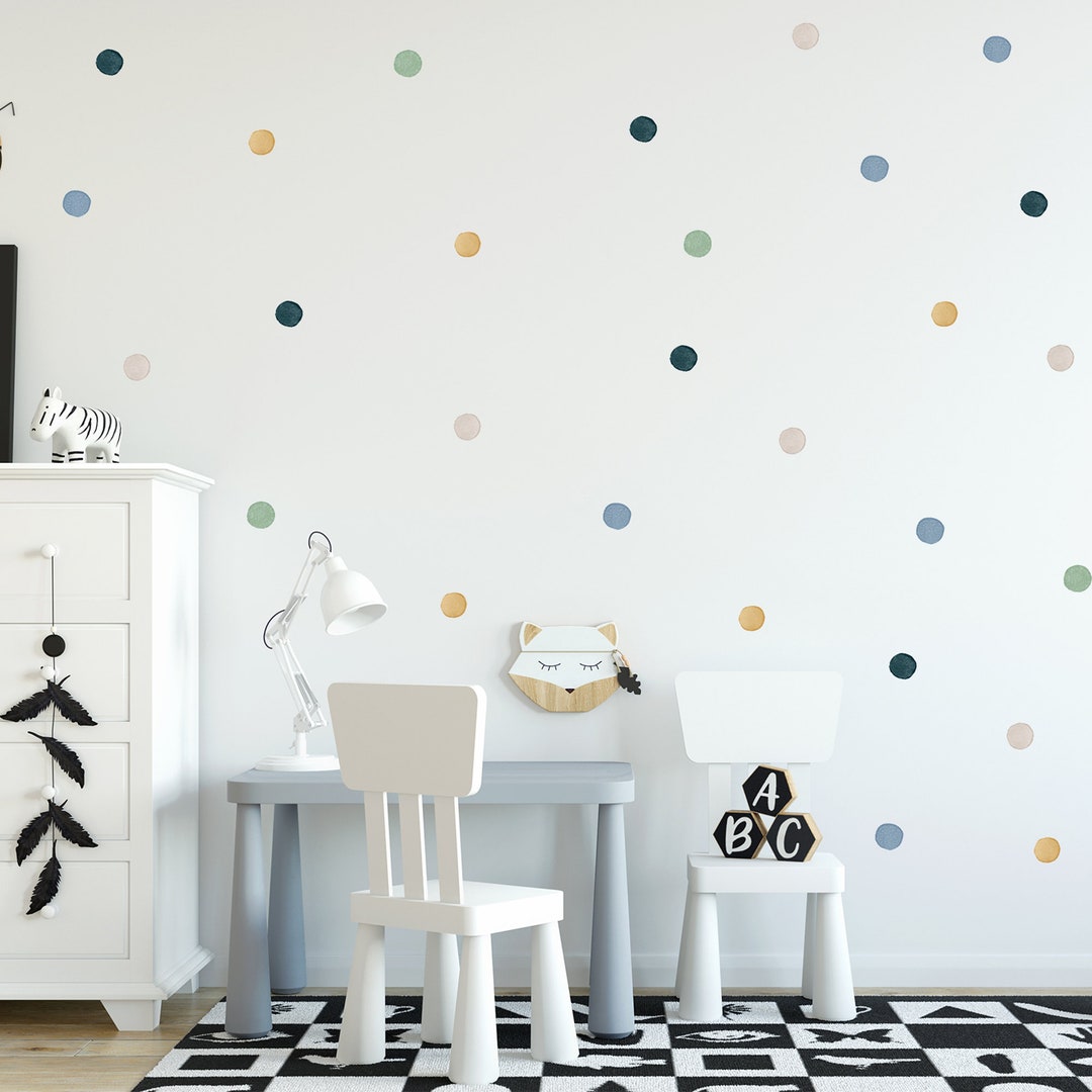 Watercolour Boy Polka Dot - Fabric Peel and Stick Wall Decals, Boys ...