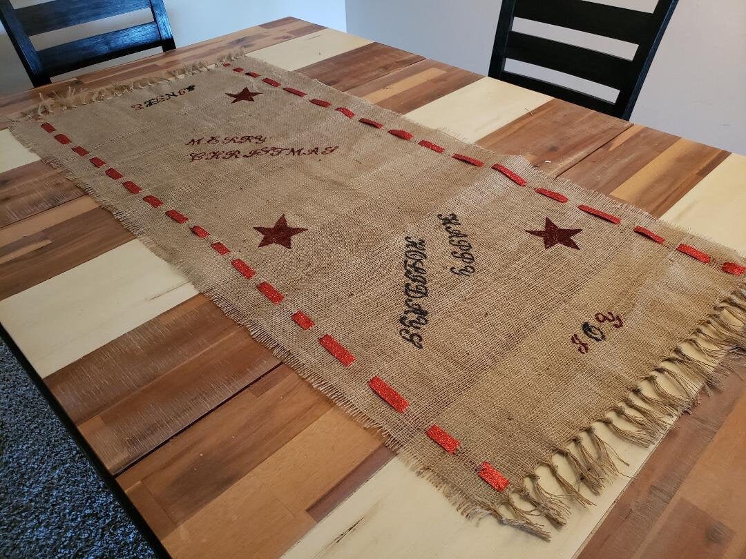 Rustic Burlap Table Runner - Etsy