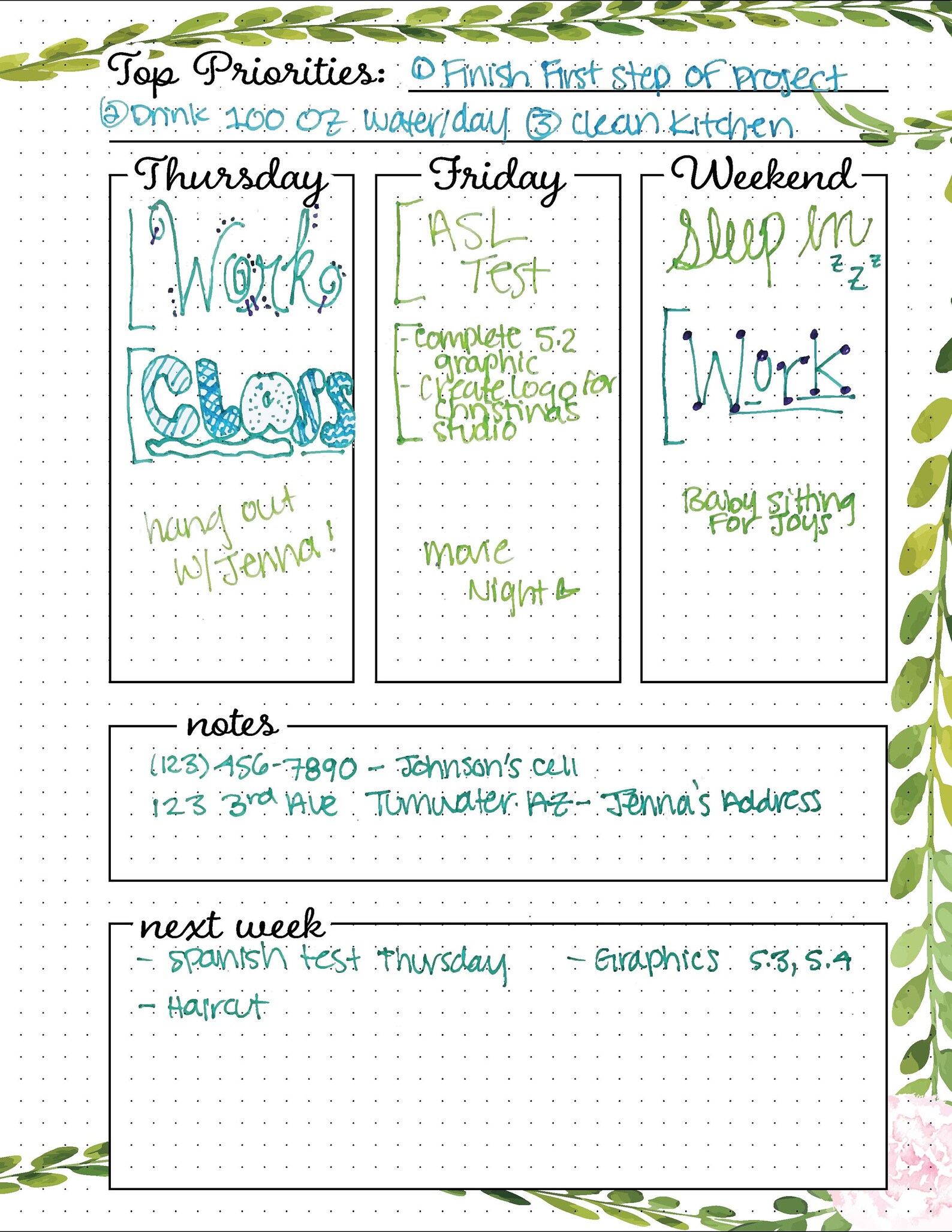 Simple Weekly Planner Letter Size - Etsy