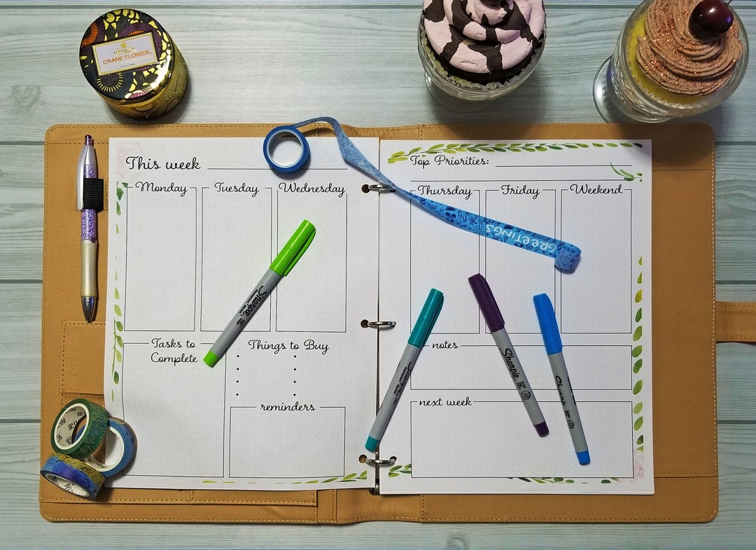 Simple Weekly Planner Letter Size - Etsy