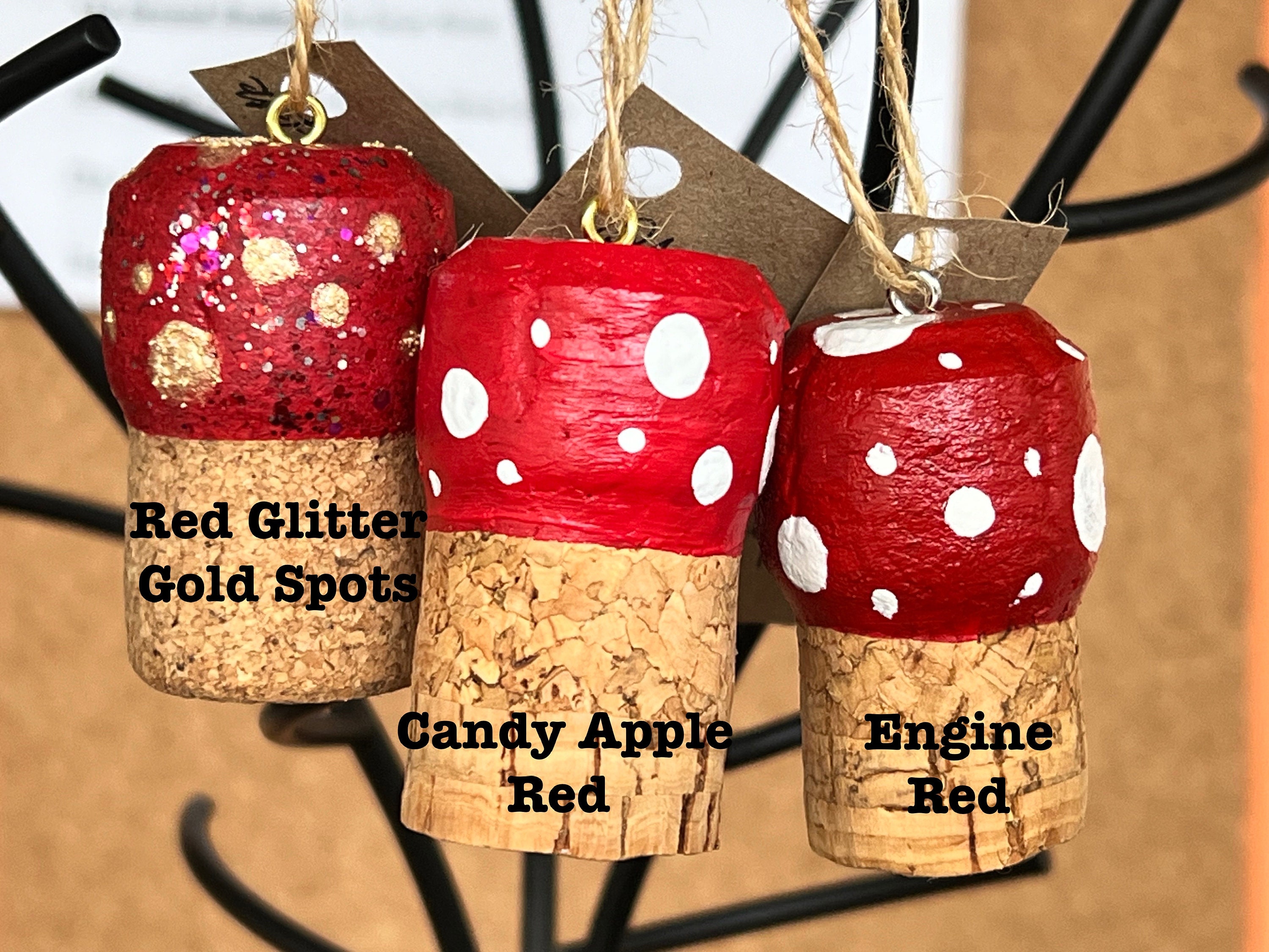 Mushroom Christmas Ornament Made From Upcycled Champagne Cork, Cork ...