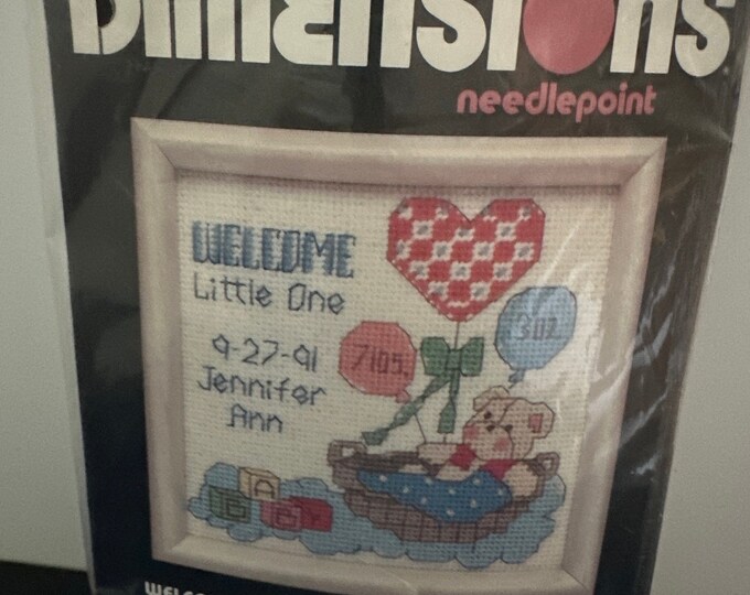 1990 Dimensions Needlepoint welcome Little One Birth Record Kit 7135 - Etsy