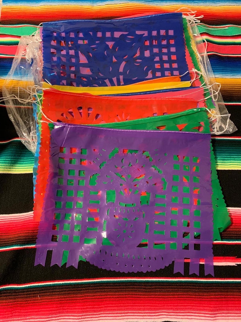 2 Banners Mexican Papel Picado Banner Tissue Paper or Plastic - Etsy