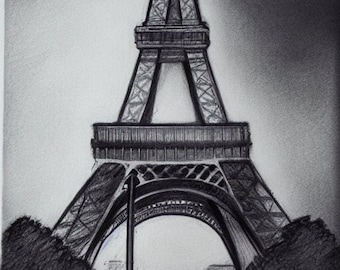 Original Eiffel Tower Sketch for Tracing - Etsy