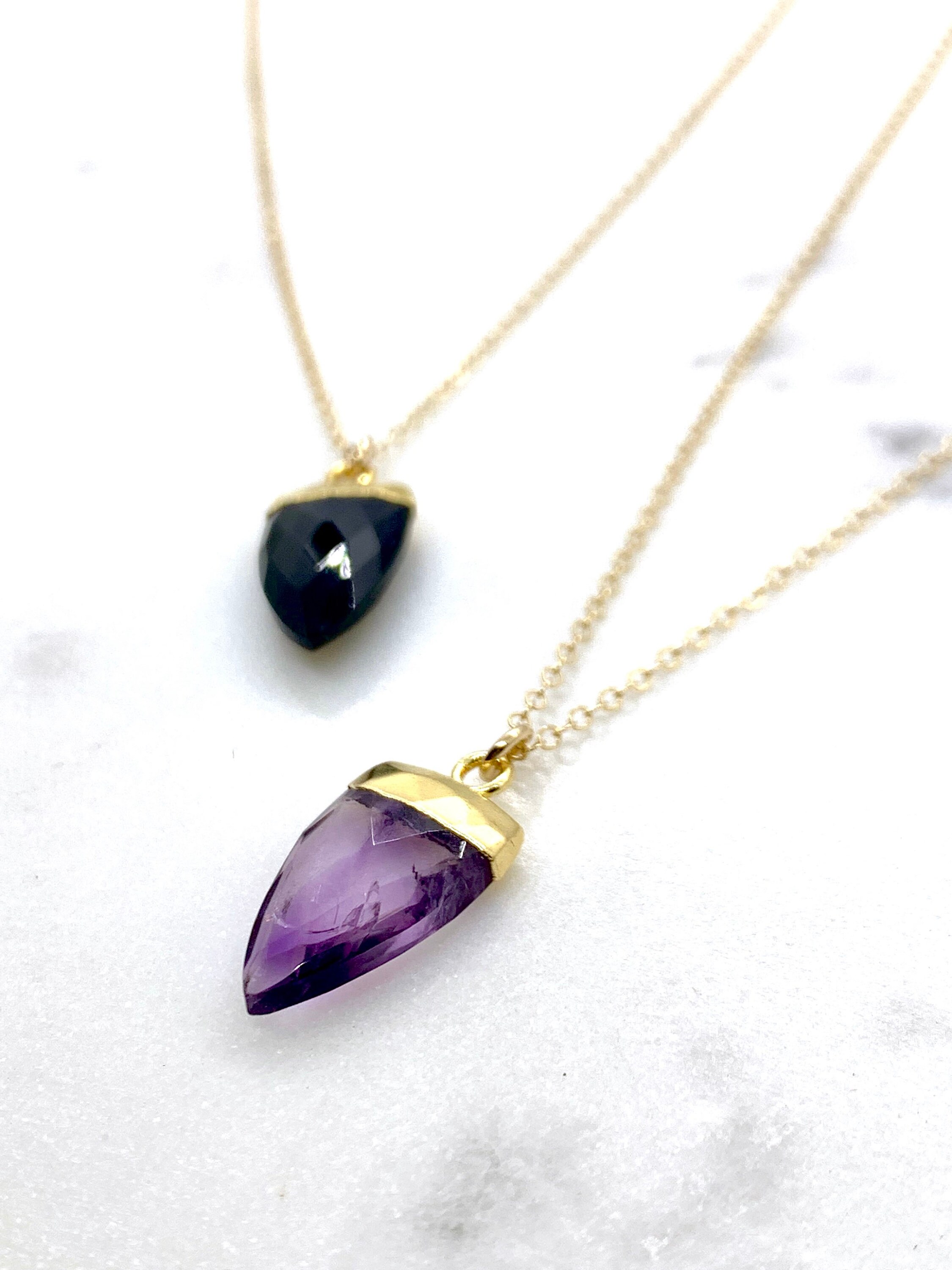 Large Amethyst Shield Necklace - Etsy