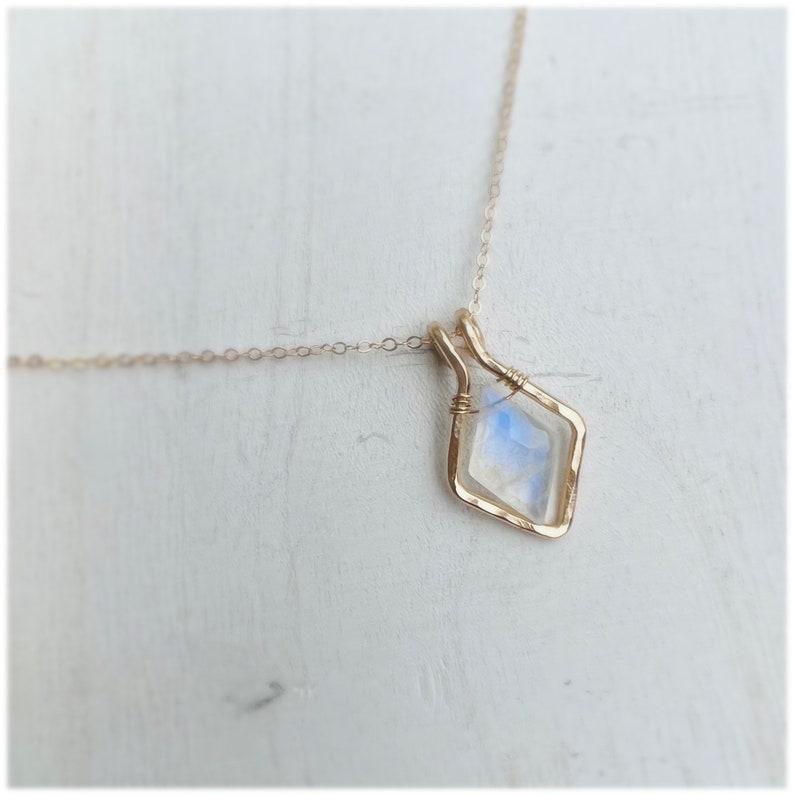 Framed Rainbow Moonstone Diamond Necklace - Etsy Canada