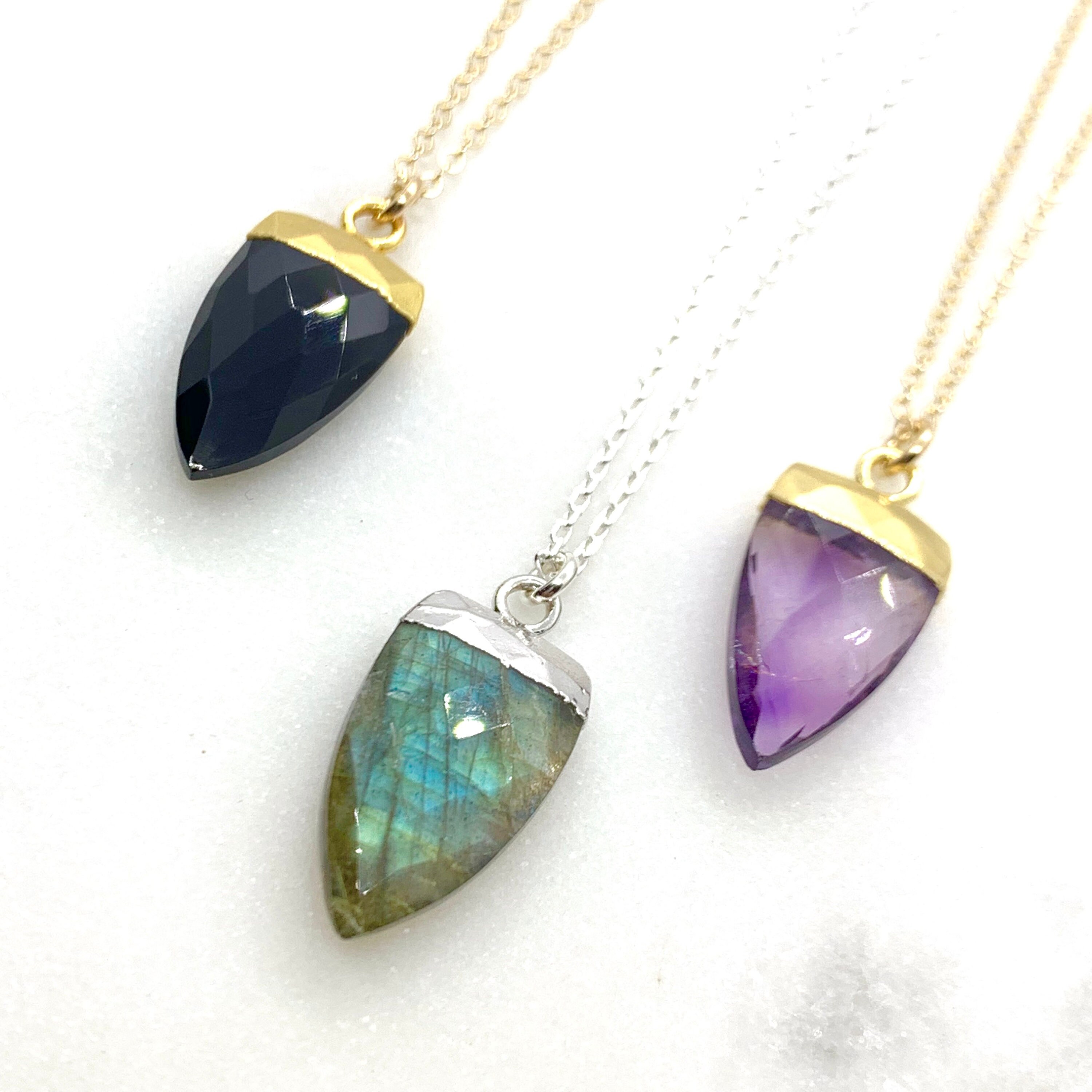 Large Amethyst Shield Necklace - Etsy