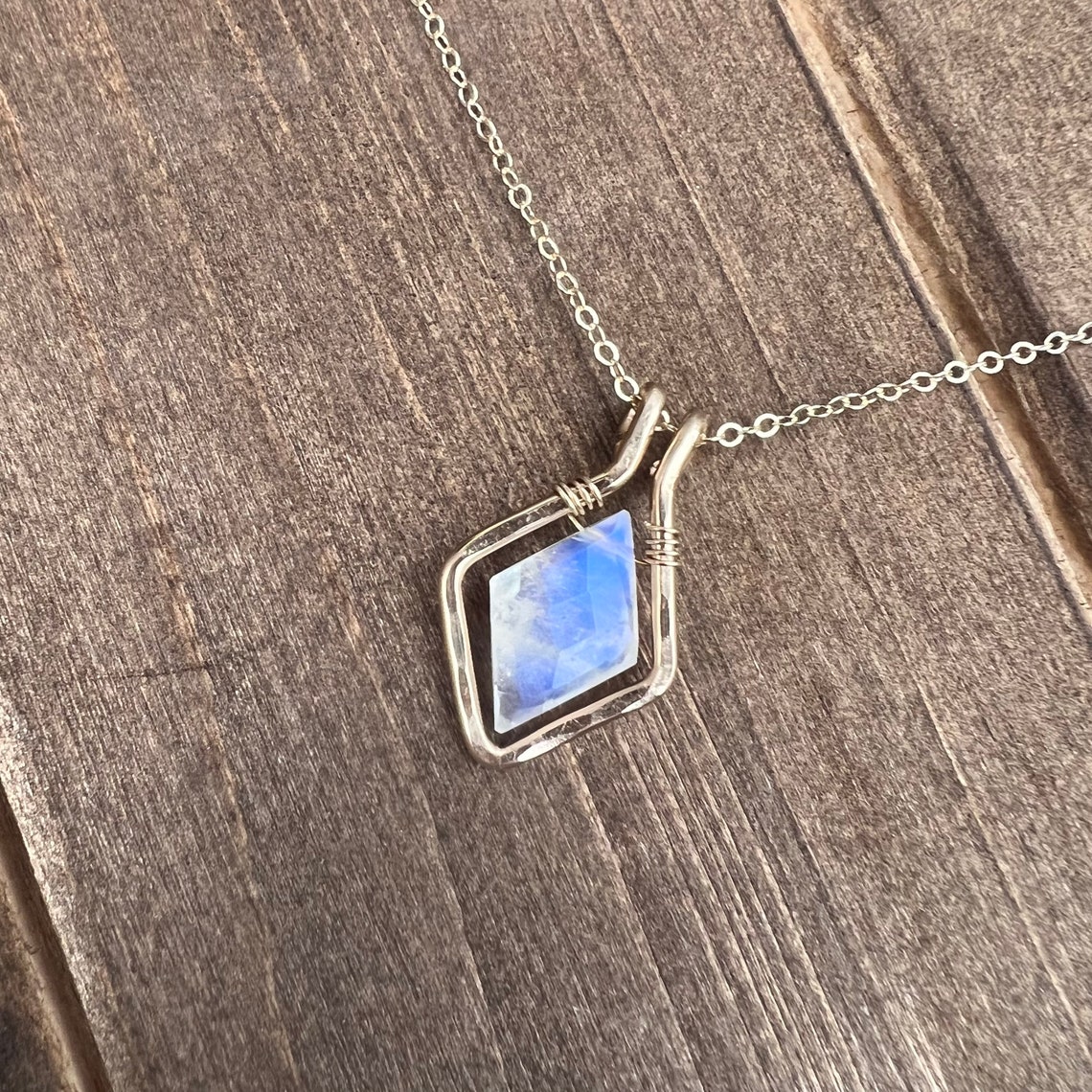 Framed Rainbow Moonstone Diamond Necklace - Etsy Canada