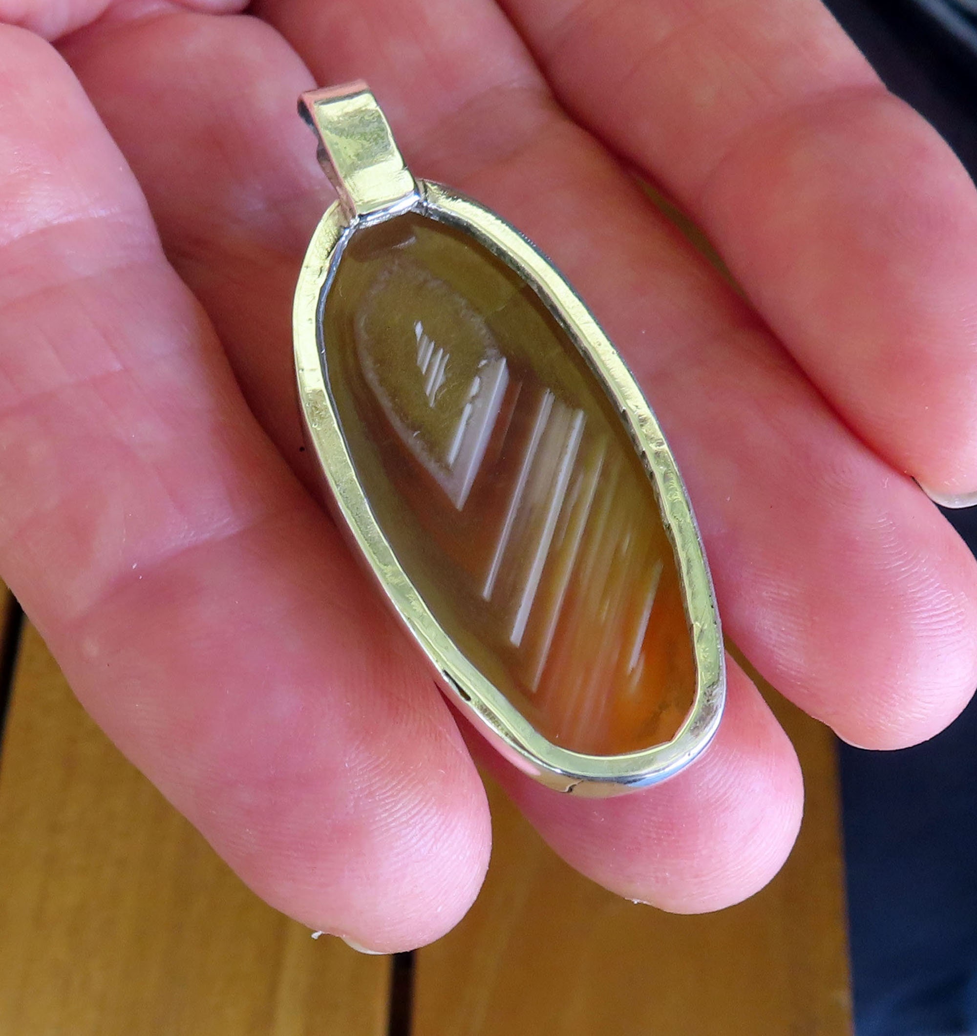 Striking Amber Coloured Agate Pendant - Etsy UK