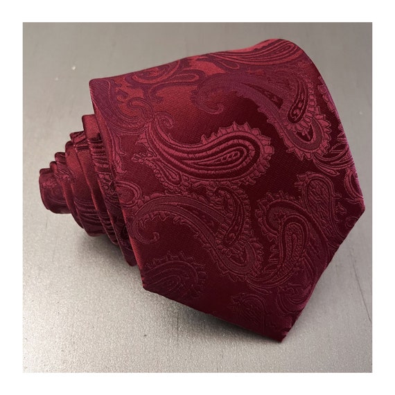 Burgundy Paisley Self Tie Only Wedding Party Christmas Holiday - Etsy