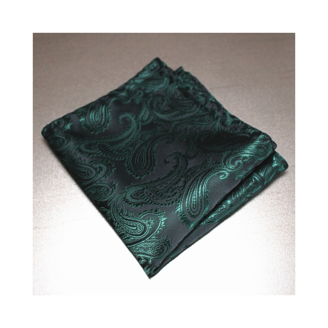 Paisley Two Tone Dark Forest Green Pocket Square Juniper - Etsy