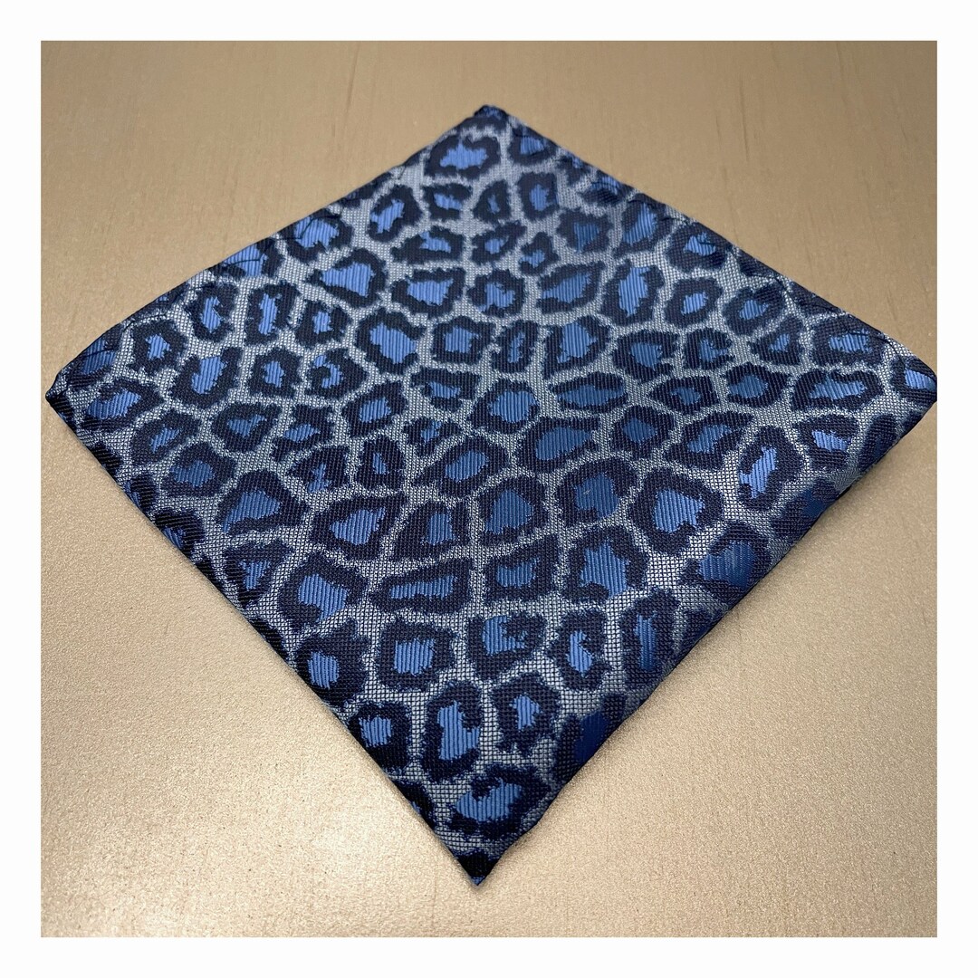 Blue Leopard Cheetah Animal Pattern Pocket Square Handkerchief Hankie ...