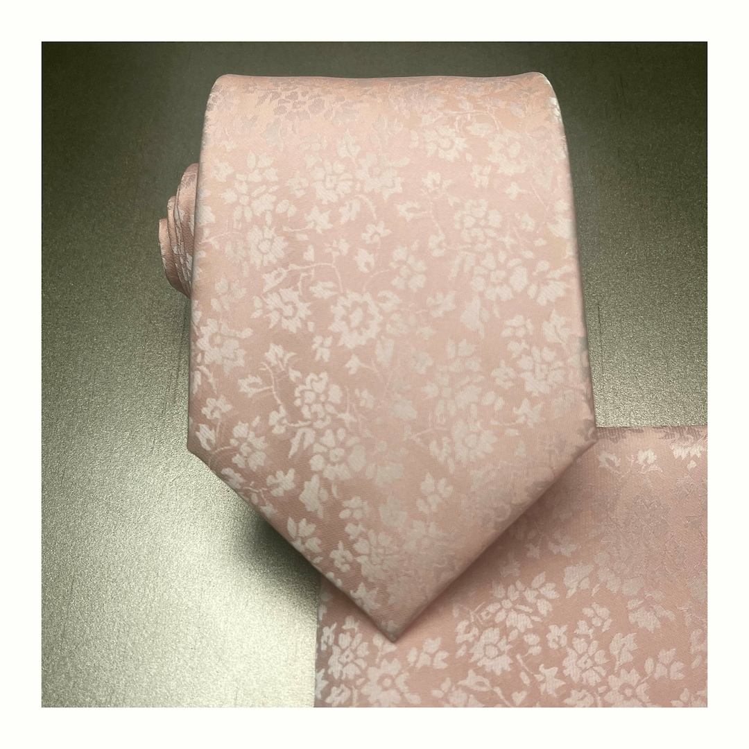 Floral Pastel Pearl Blush Classic Self Tie Neck Tie and Pocket Square ...