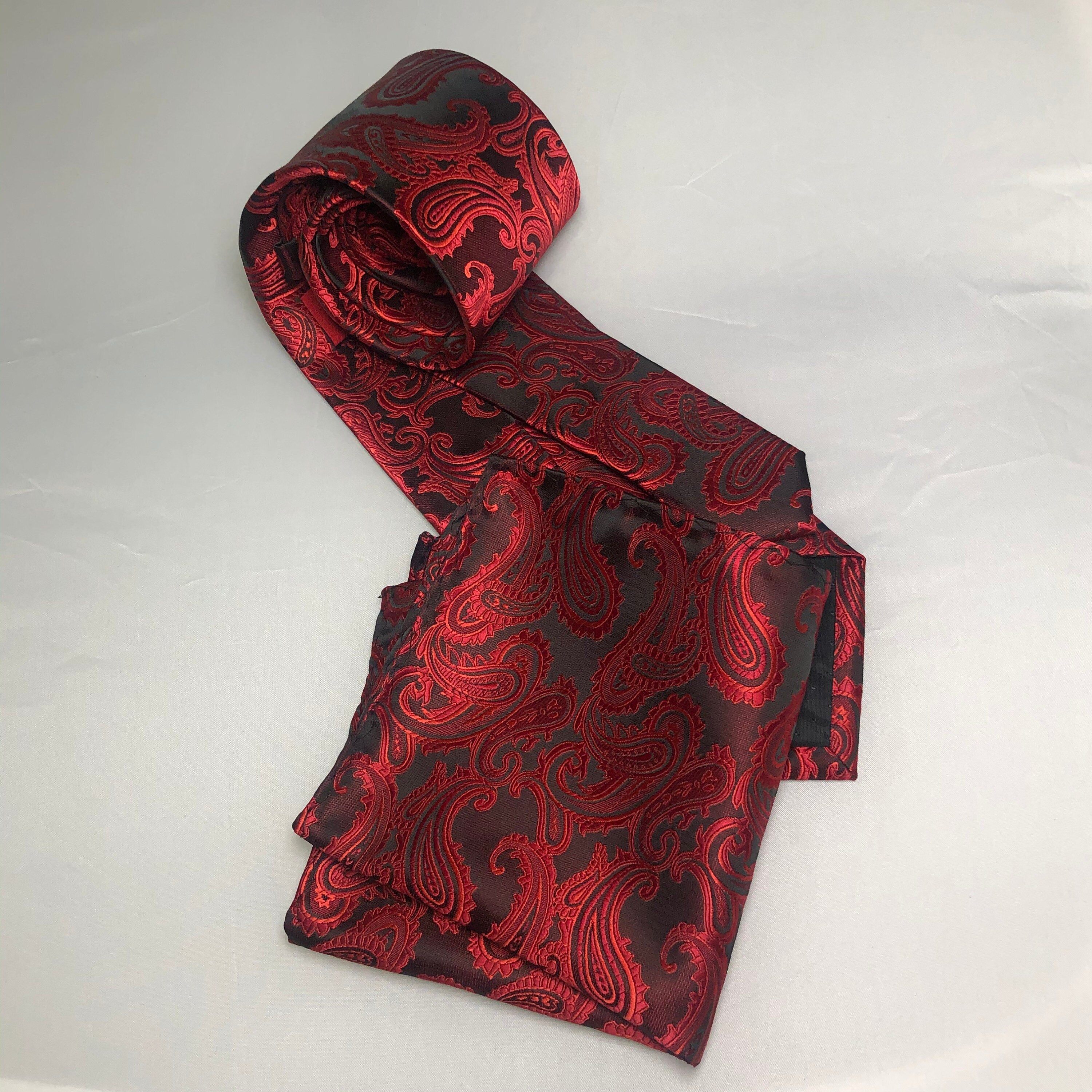 RED / BLACK Paisley Two Tone Colors Self Tie Neck Tie and - Etsy
