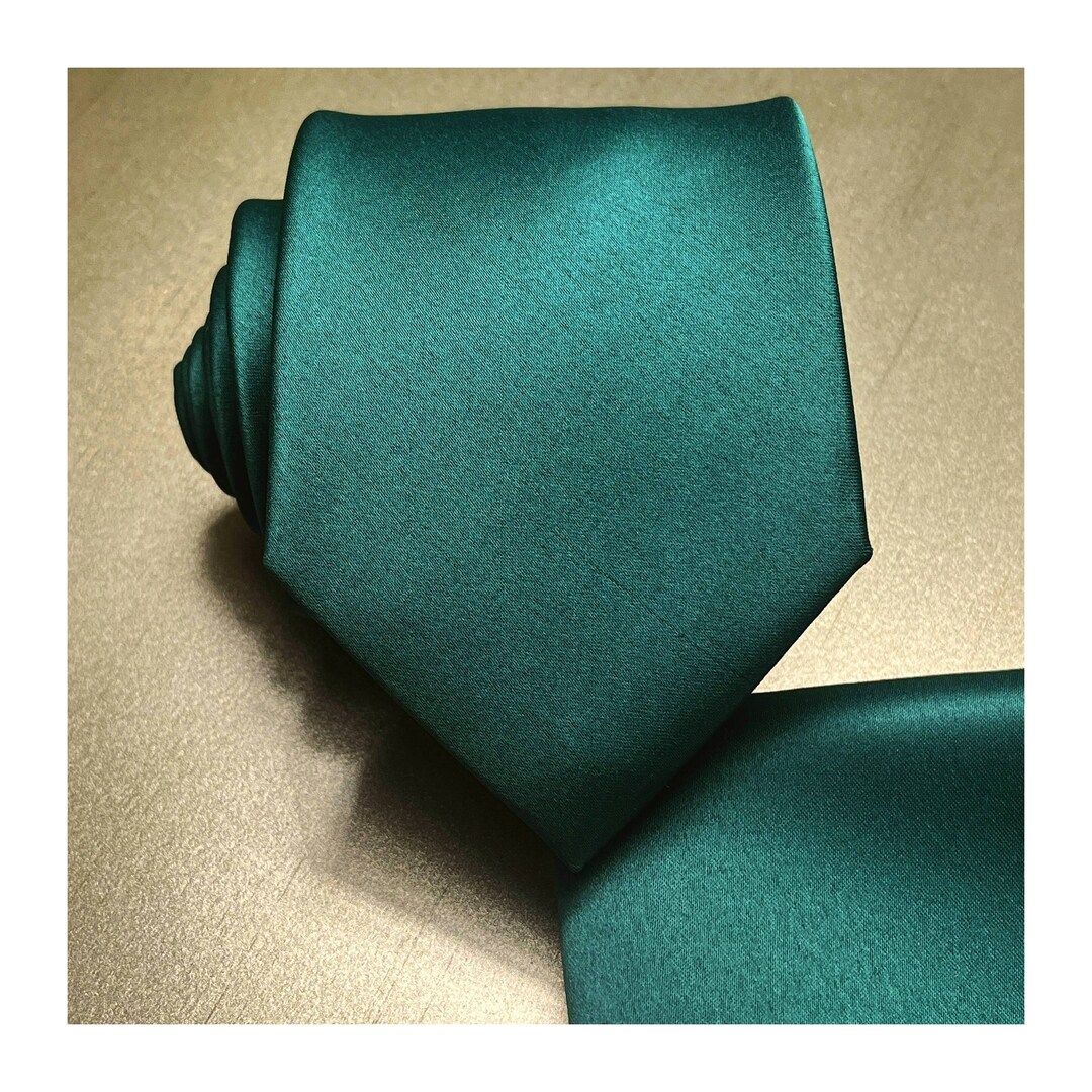 Emerald Hunter GREEN Solid Plain 3" Classic Width Self Tie Neck Tie and ...