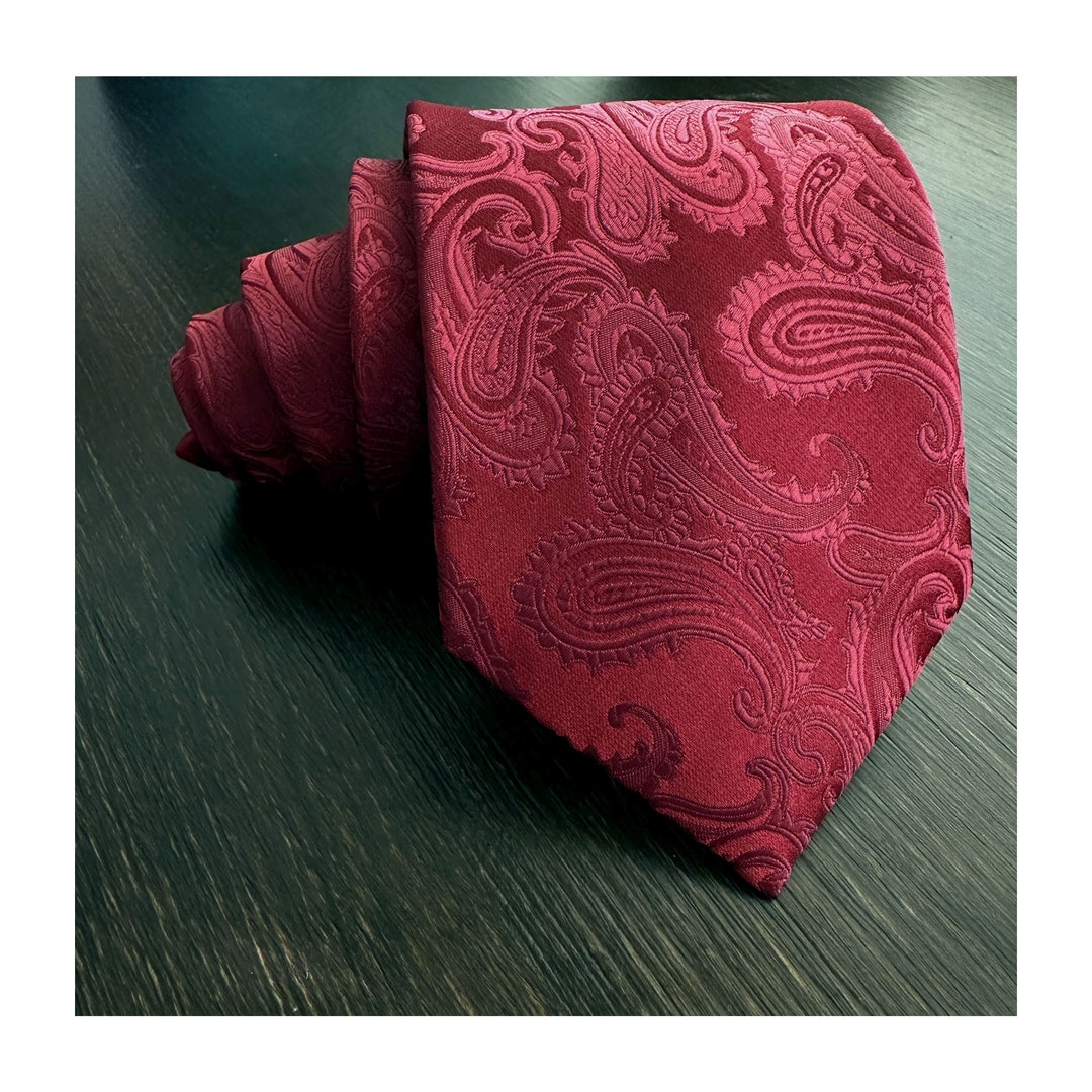 Burgundy Paisley Self Tie Only Wedding Party Christmas Holiday - Etsy