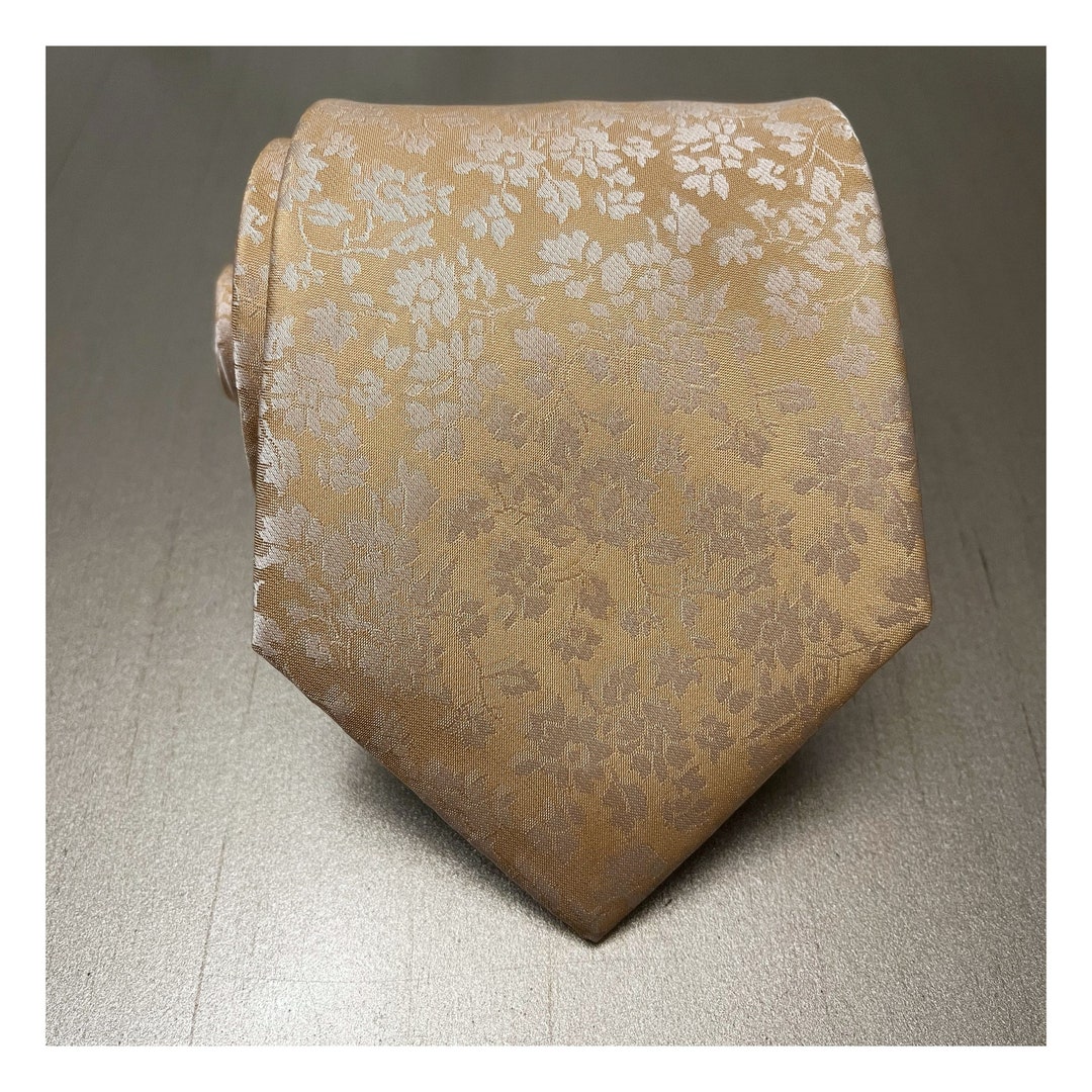 Floral Light Gold Self-tie Necktie Wedding Groomsman Prom Wedding Gift ...