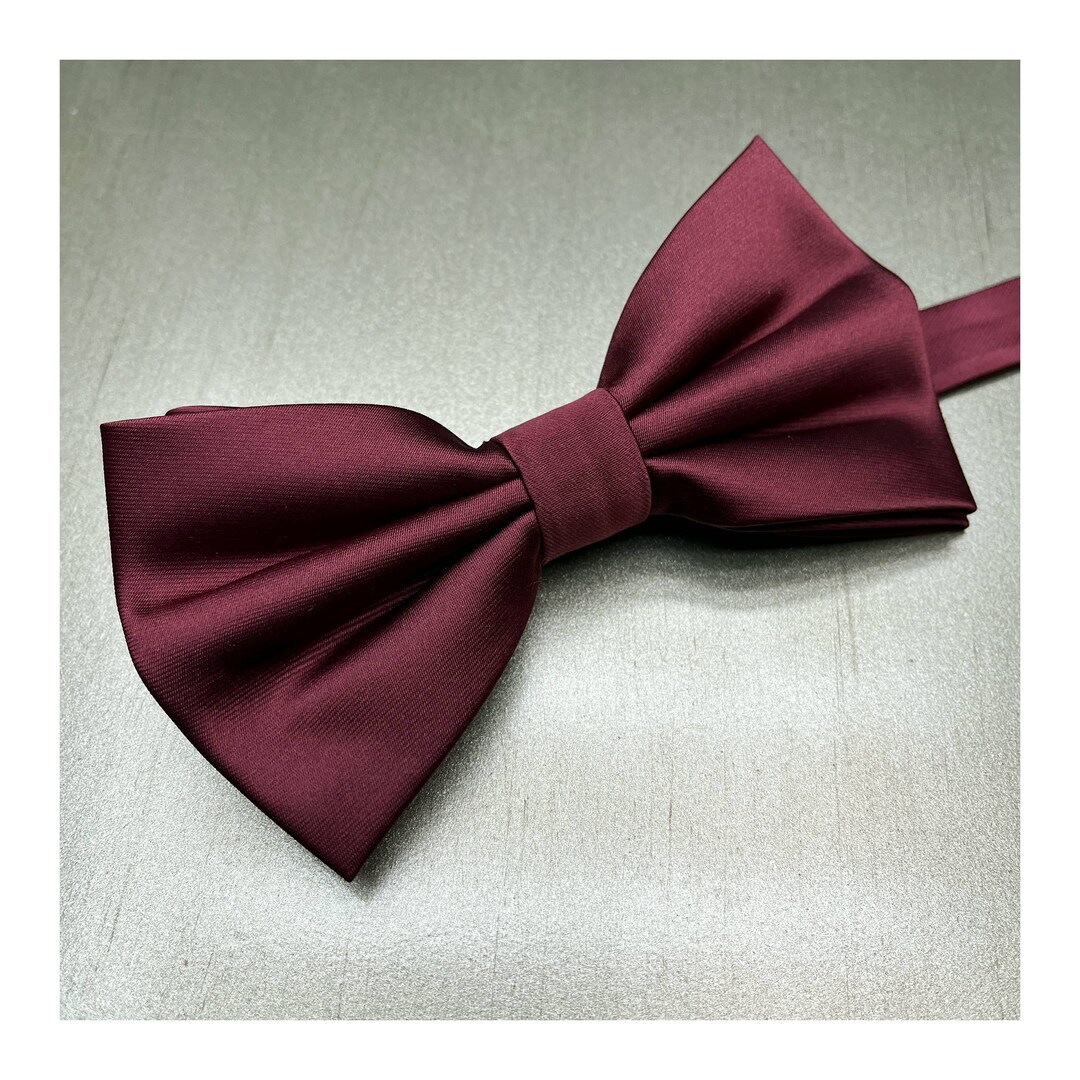 WINE CABERNET Dark Burgundy Men's Pretied Bow Tie Only Solid Plain ...