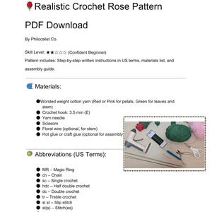 Realistic Crochet Rose Pattern – PDF Instant Download - Etsy