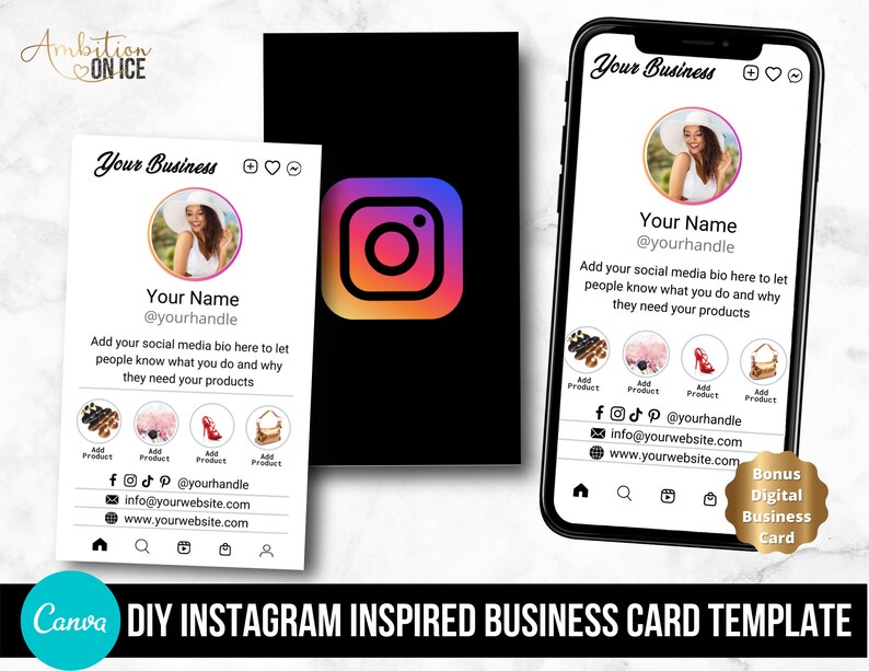 UPDATED DIY Instagram Profile Business Cards Canva Template. - Etsy