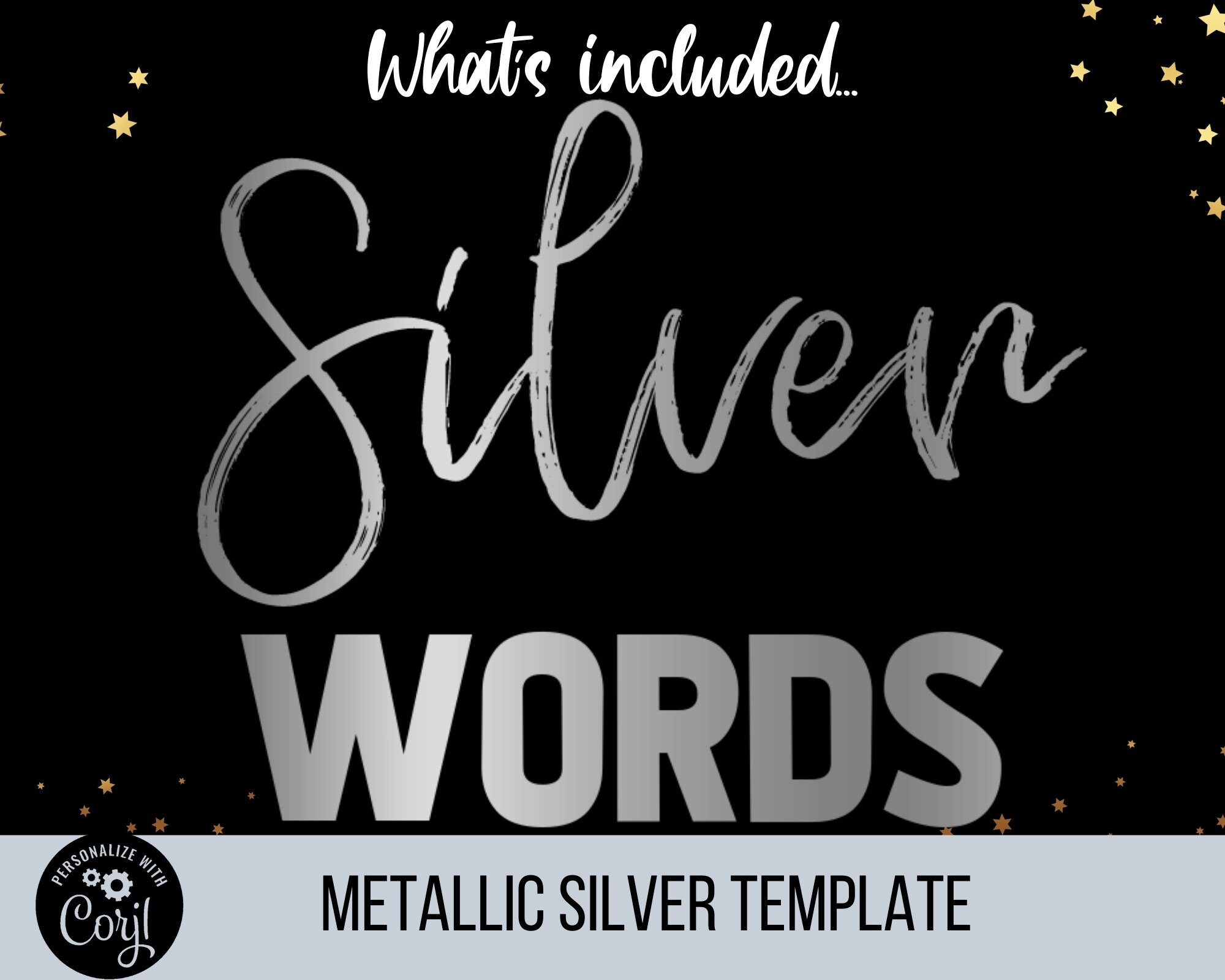 DIY Silver Text Template. With Metallic Glitter Leopard - Etsy