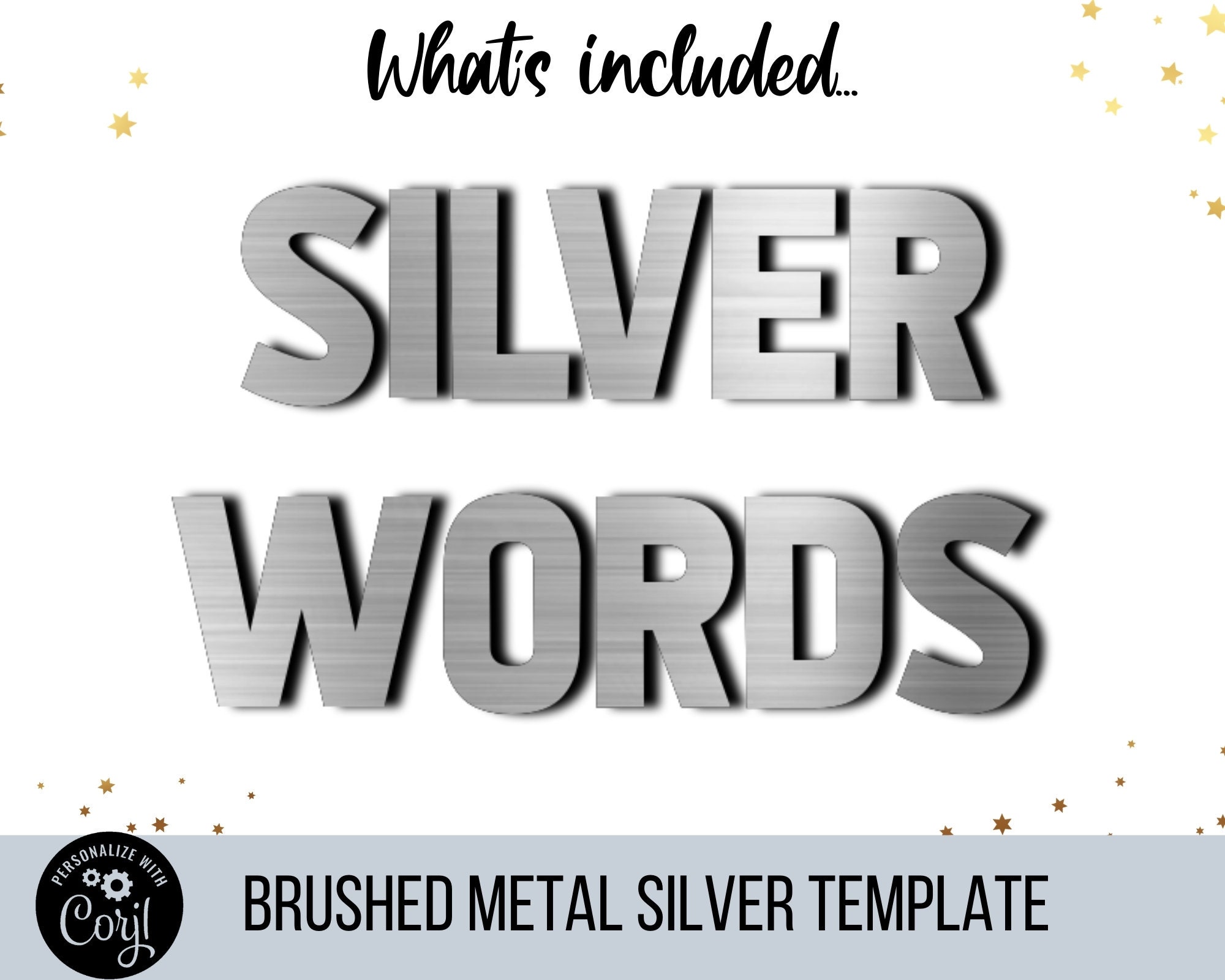 DIY Silver Text Template. With Metallic Glitter Leopard | Etsy