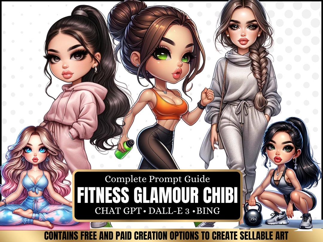 Chatgpt & DALL-E 3 AI Art Prompt Guide, 30 Fitness Glamour Chibi Girl ...