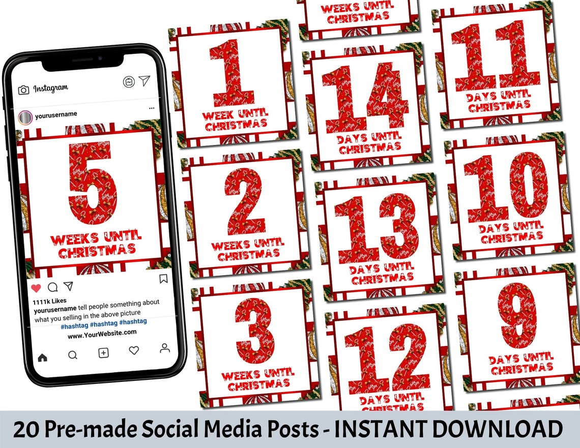 NEW! 20 Ready to Use Christmas Countdown Social Media Posts, Instagram ...