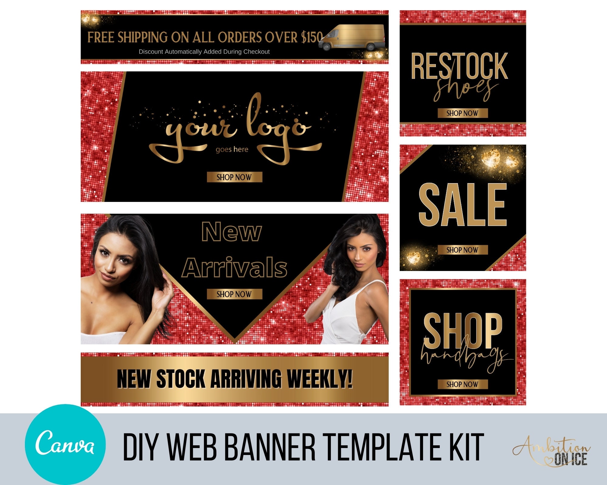 DIY Web Banner Graphics Template Kit. Website Branding - Etsy
