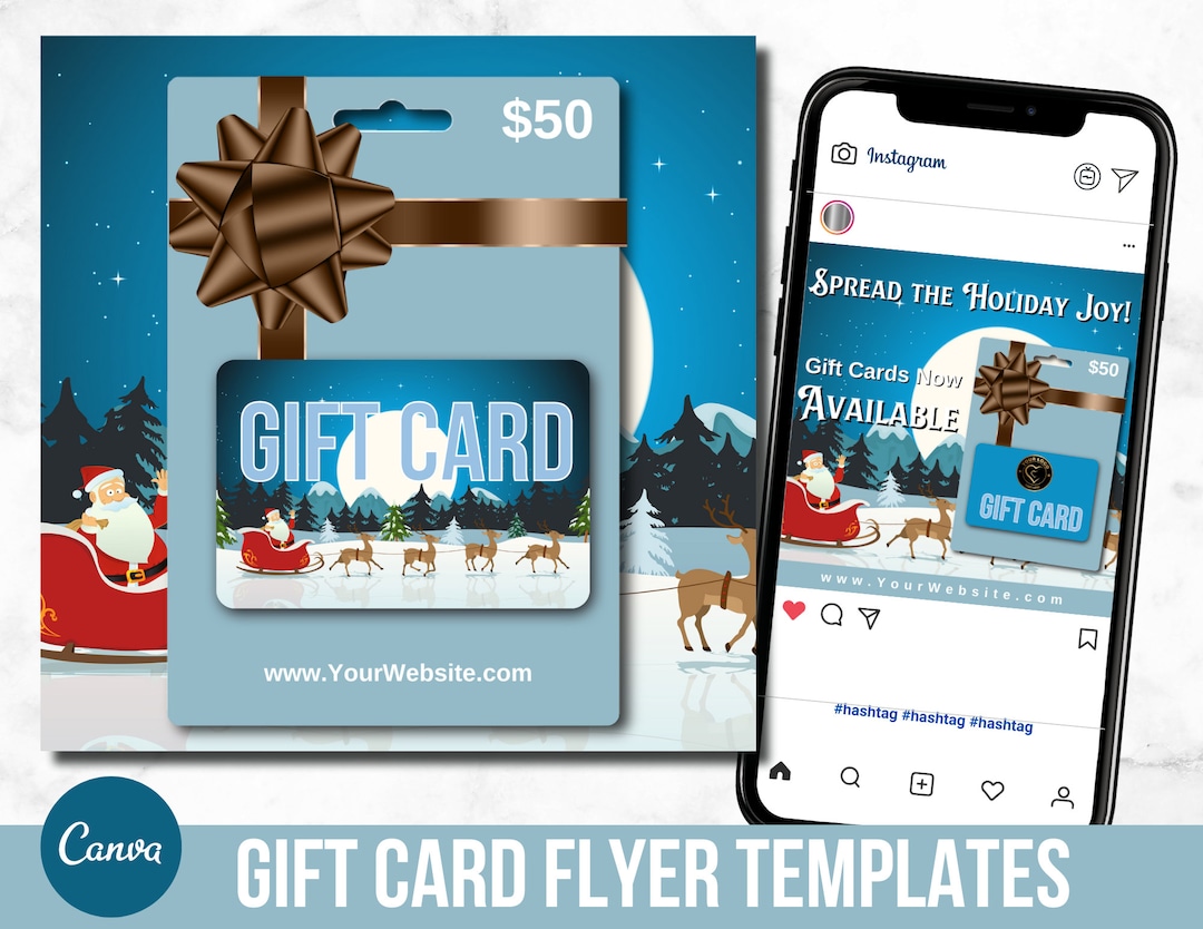 DIY Christmas Gift Card Social Media Template, Gift Card Flyer Canva ...