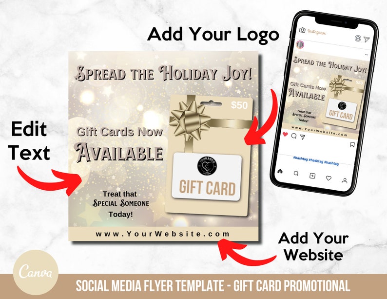 DIY Christmas Gift Card Social Media Template Gift Card Flyer - Etsy