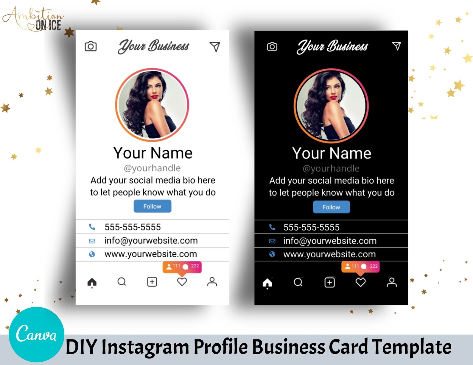 DIY Instagram Profile Business Cards Canva Template. Business Card ...