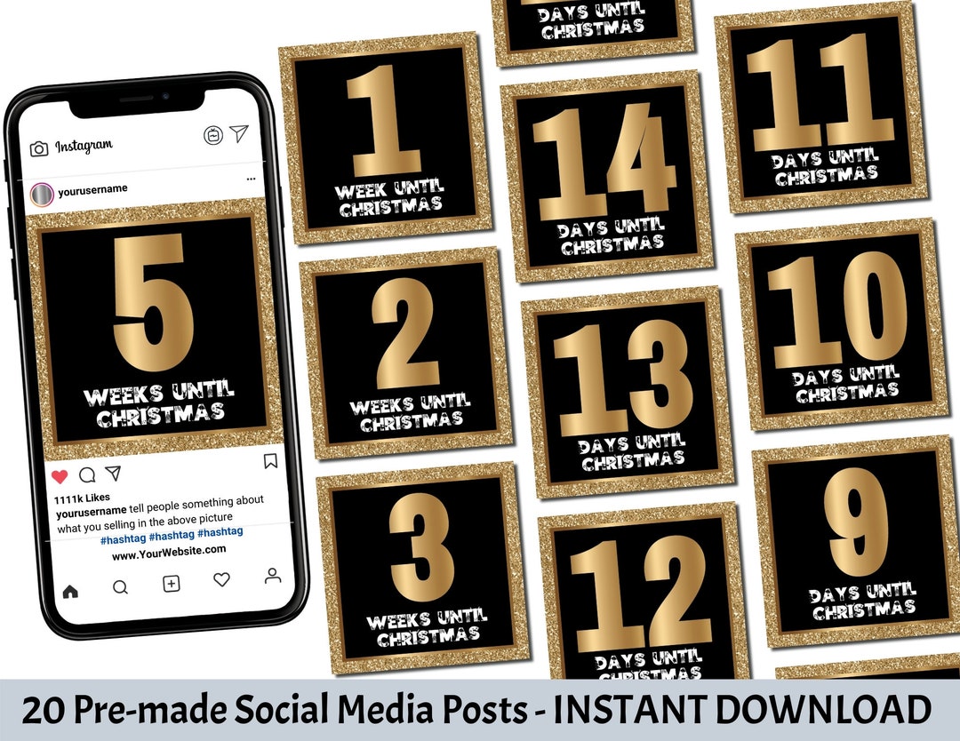 NEW 20 Ready to Use Christmas Countdown Social Media Posts - Etsy