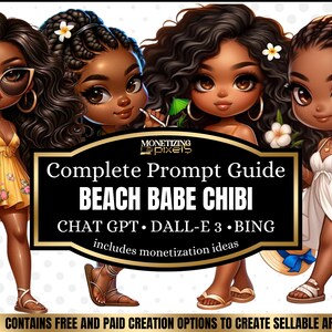 Chatgpt & DALL-E 3 AI Art Prompt Guide, 30 Beach Babe African American ...