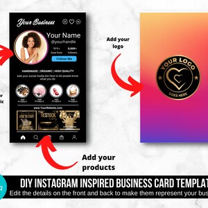 Updated DIY Instagram Profile Business Cards Canva Template. Business ...
