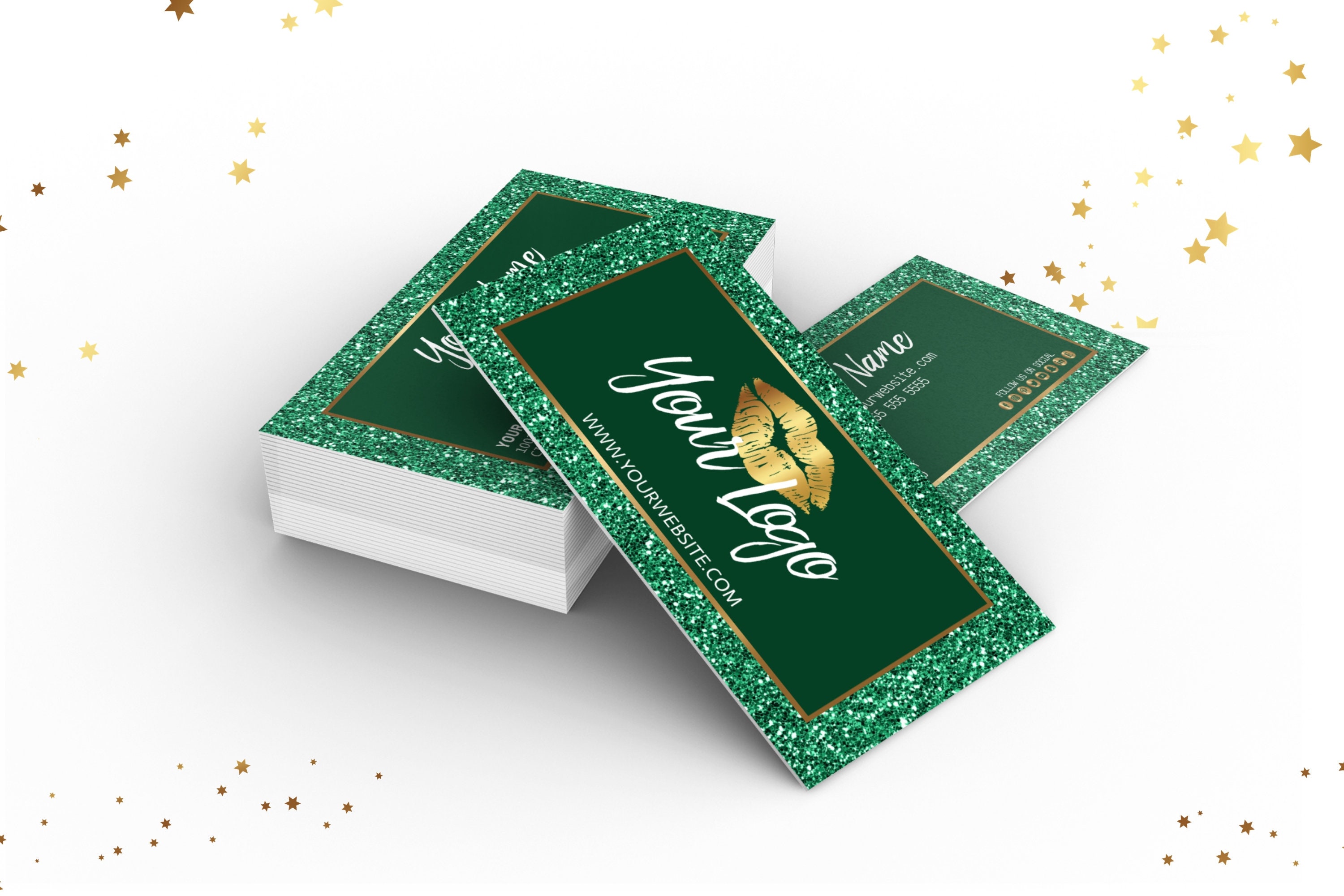 DIY Emerald Glitter Business Cards Canva Template Gold Etsy DIY Emerald Glitter Business Cards Canva Template Gold Etsy