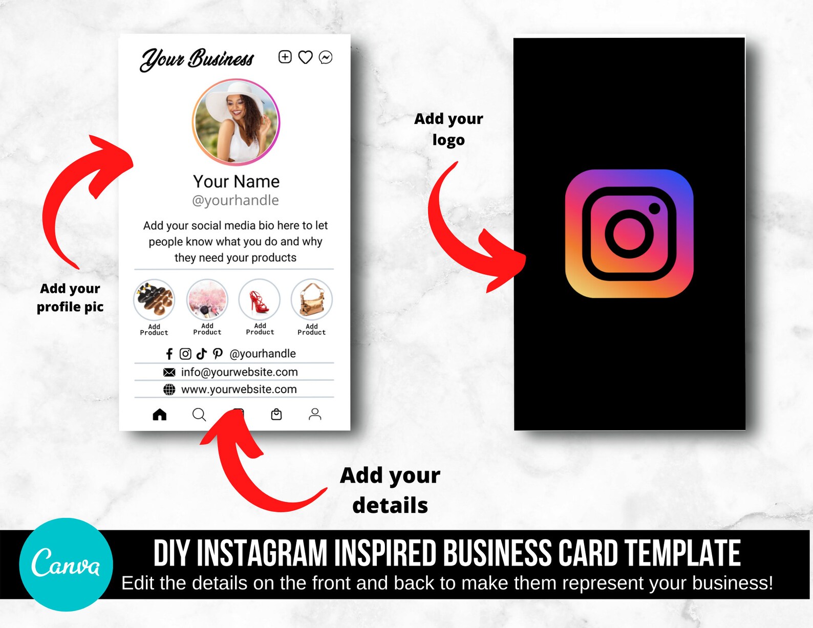 UPDATED DIY Instagram Profile Business Cards Canva Template. - Etsy