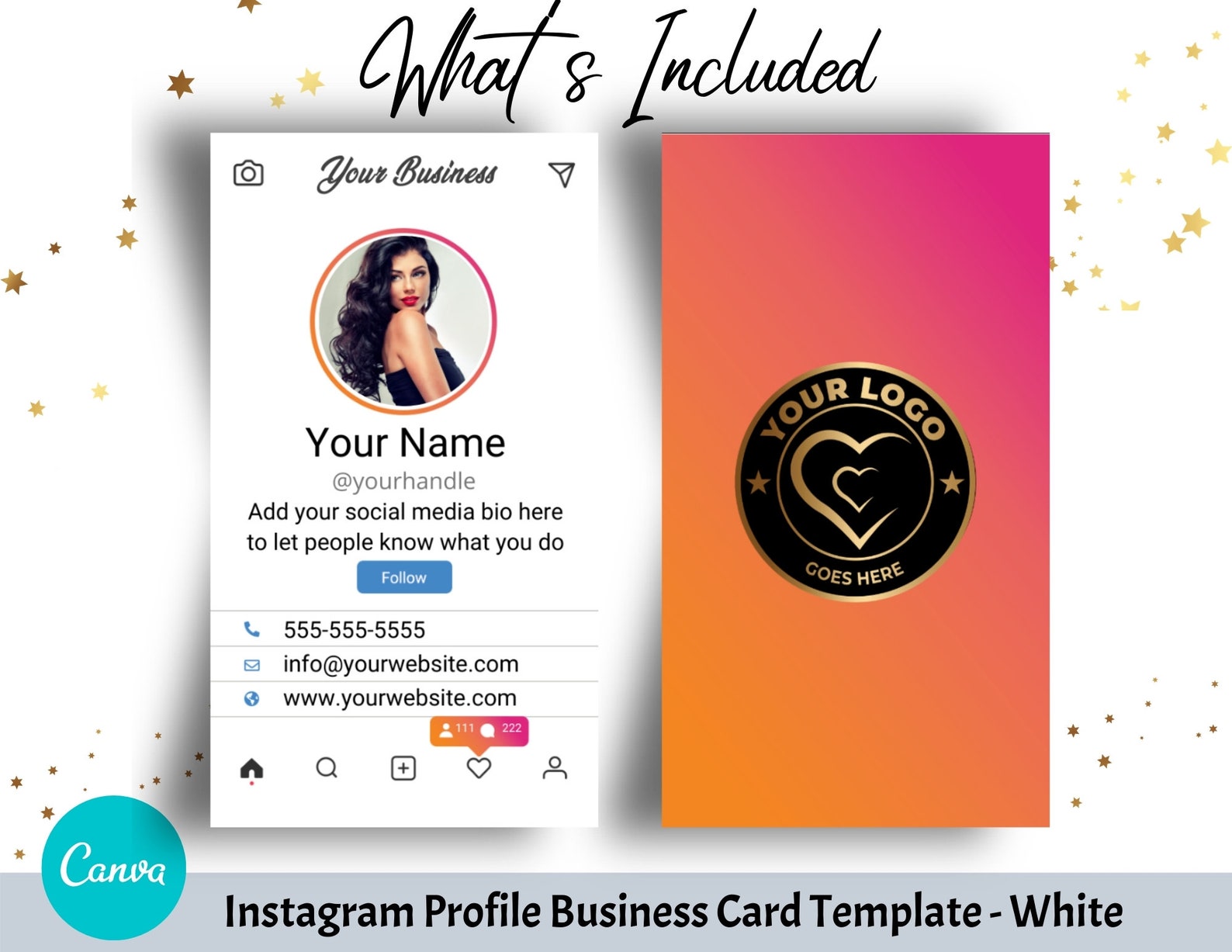 DIY Instagram Profile Business Cards Canva Template. Business Card ...