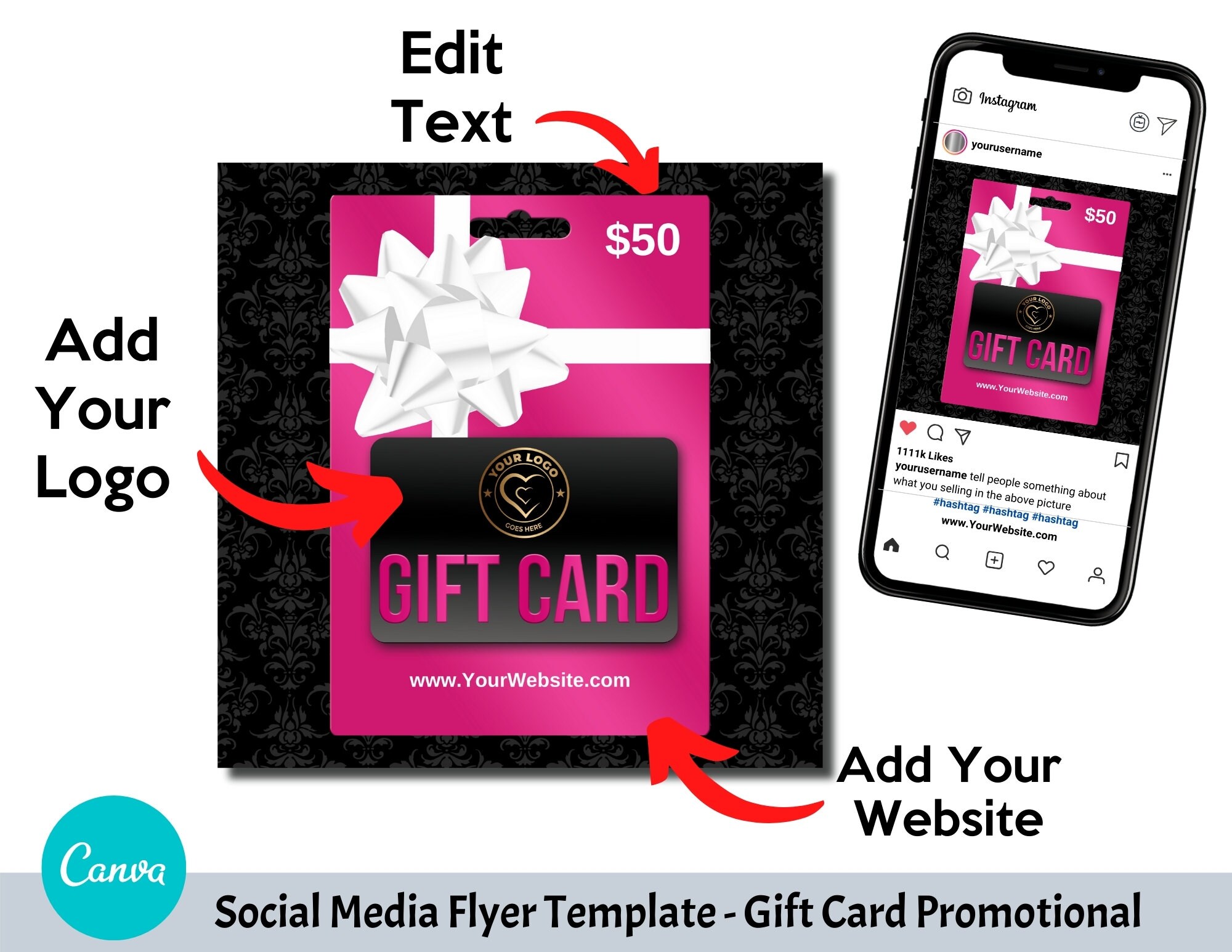 DIY Social Media Flyer Gift Card Flyer Canva Template | Etsy