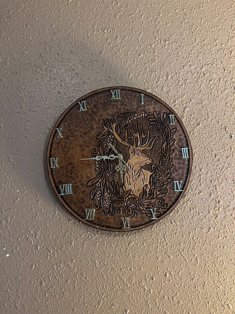 Hand Tooled Leather Elk Clock - Etsy